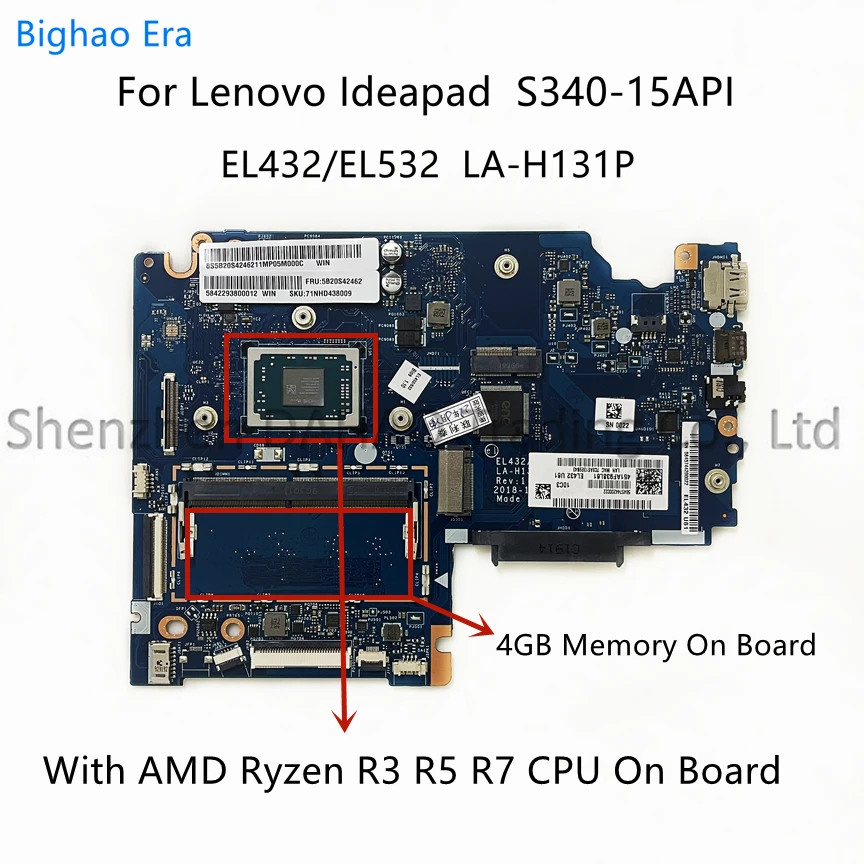 El432/el532 La-h131p For Lenovo Ideapad S340-15api Lapyop Motherboard ...