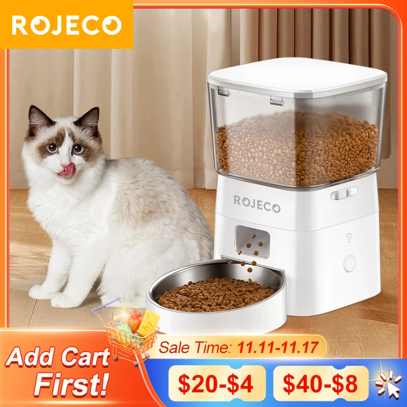 ROJECO-2L-Automatic-WIFI-Cat-Feeder-Smart-Pet-Food-Dispenser-For-Dry ...