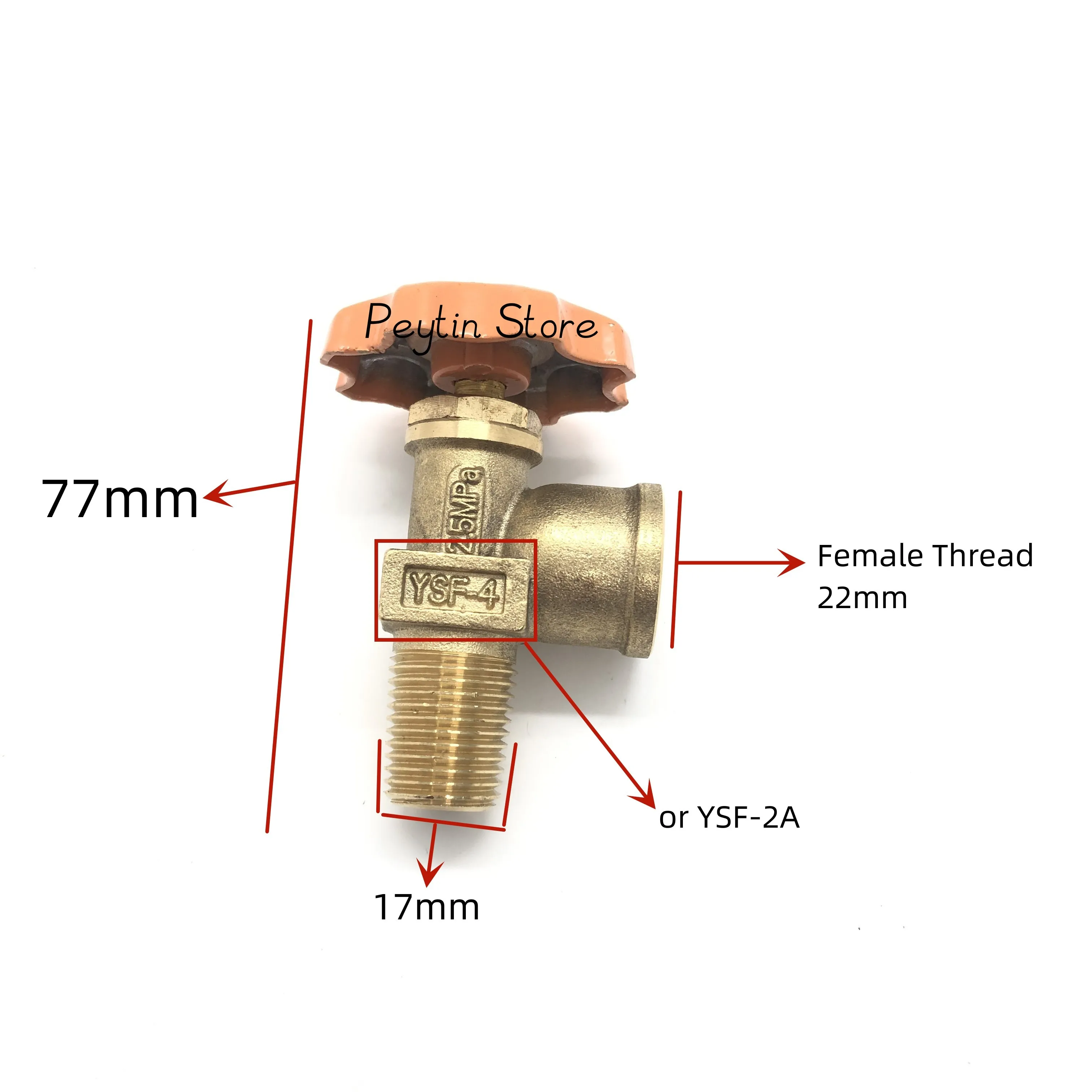 가정용 압력 YSF-4/YSF-2A LPG 병 밸브, 가스 실린더 탱크용, 1/2 인치 PT, 2.5Mpa, 1PC