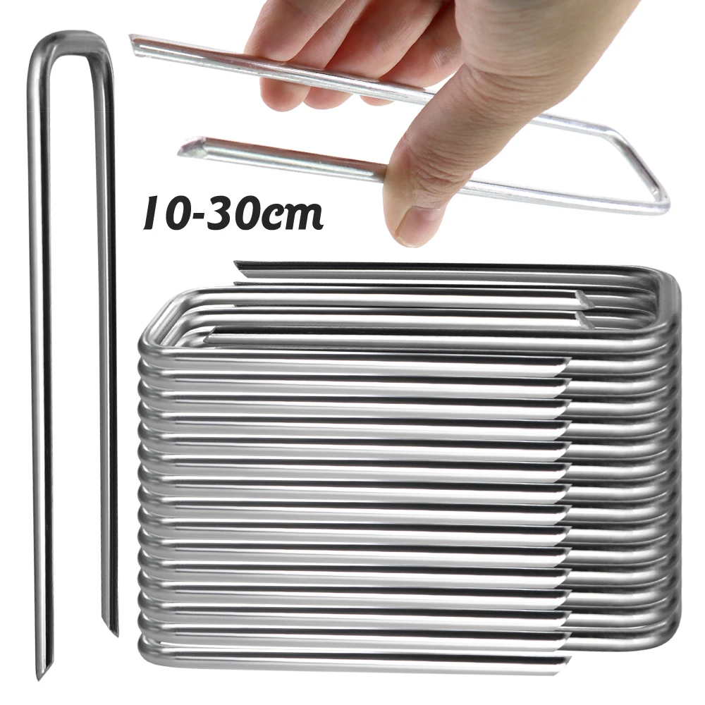 10-50PCS-Landscape-Staples-10-30cm-Gauge-Stake-Galvanized-Garden-Staple ...