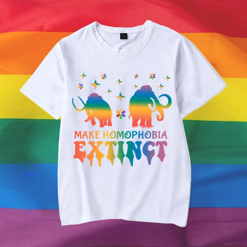 Make-Homophobia-Extinct-Print-Tees-LGBT-Pride-Month-T-Shirt-Rainbow ...