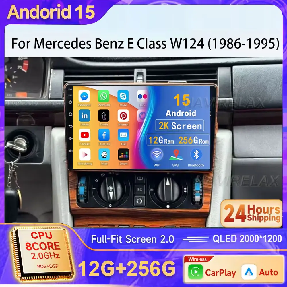 Android 15 Car Radio For Mercedes Benz E Class W124 1986-1995 Wireless ...