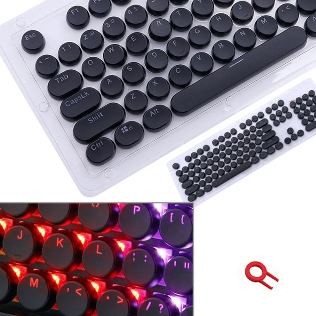 Translucent Keycaps 104 Keys Layout Low Profile White Keycaps DIY Black ...