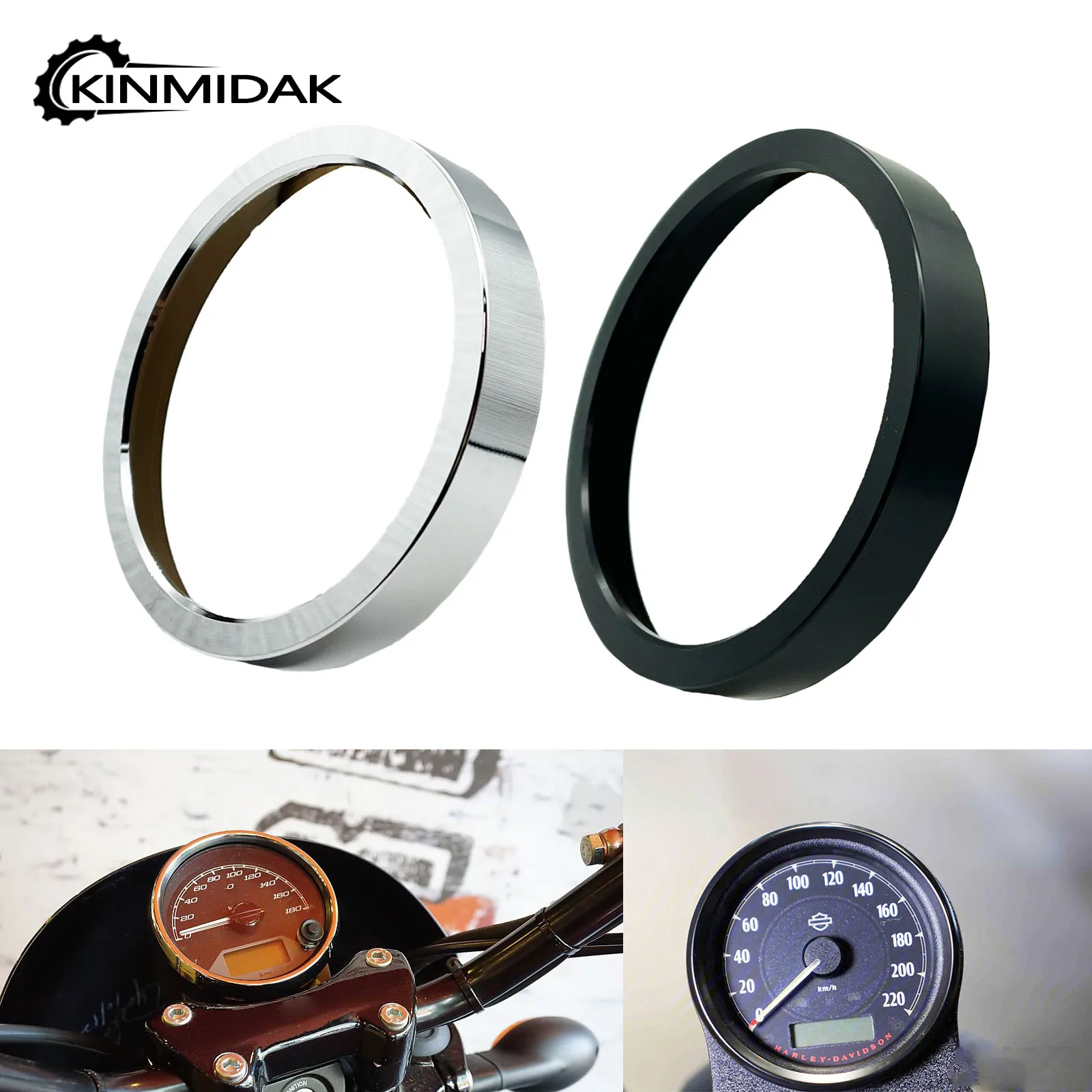 Motorcycle-Speedometer-Trim-Bezel-Trim-Ring-Aluminum-Black-Chrome-For ...