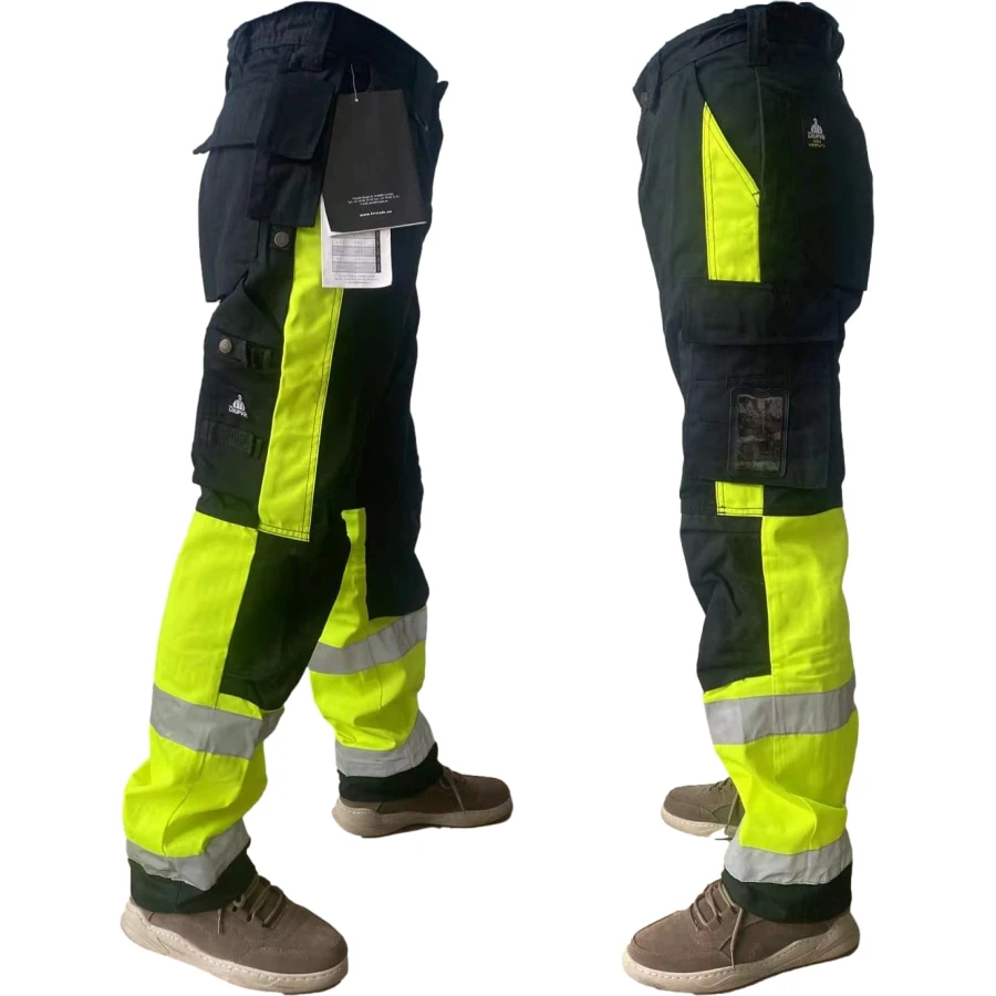 Cargo Pants Men Work Pants with Multi Pockets Hi Vis Two Tone Workwear ...