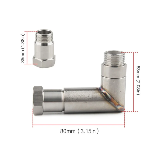 90 Degree Oxygen O2 Sensor Connector 80mm Stainless Steel Oxygen O2 ...