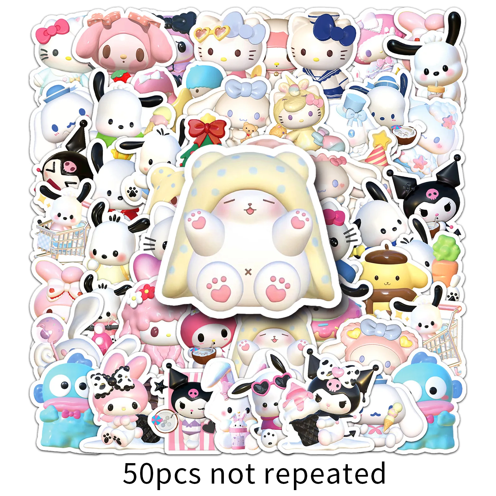 10-30-50PCS-3D-Sanrio-Hello-Kitty-Melody-Kuromi-Sticker-DIY-Phone ...