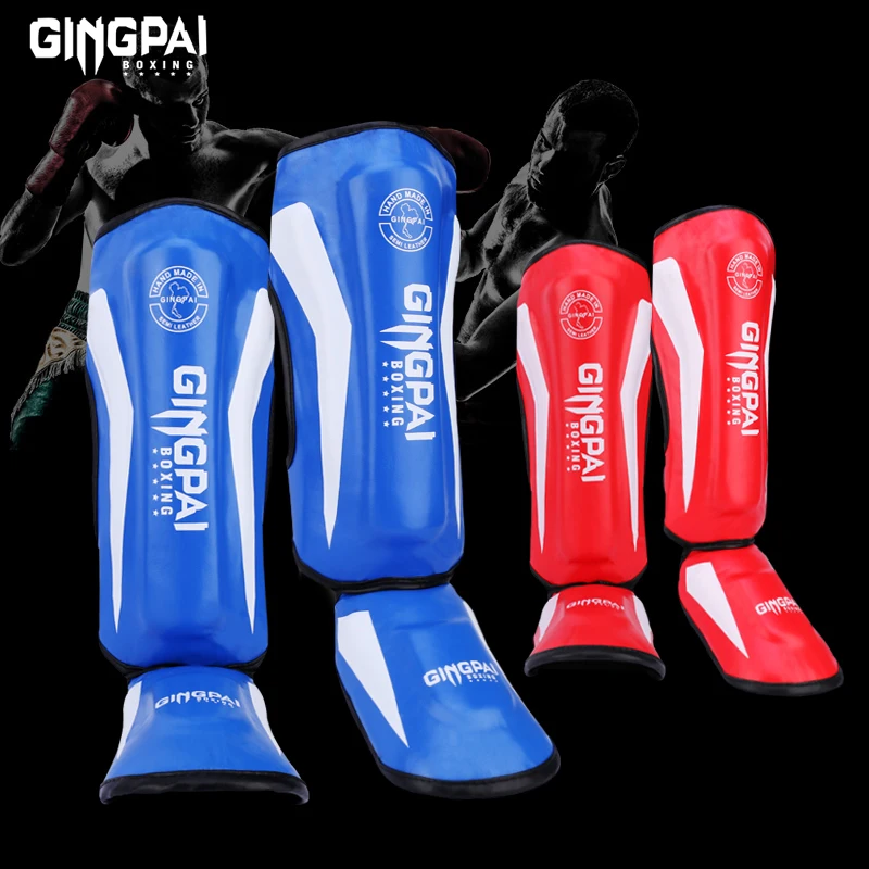 One-Pair-High-Quality-PU-Leather-Boxing-Shin-Guards-Ankle-Protector-MMA ...