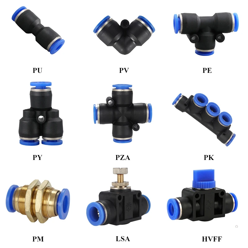 Pneumatic-Fitting-Pipe-Connector-Tube-Air-Quick-Fittings-Water-Push-In ...