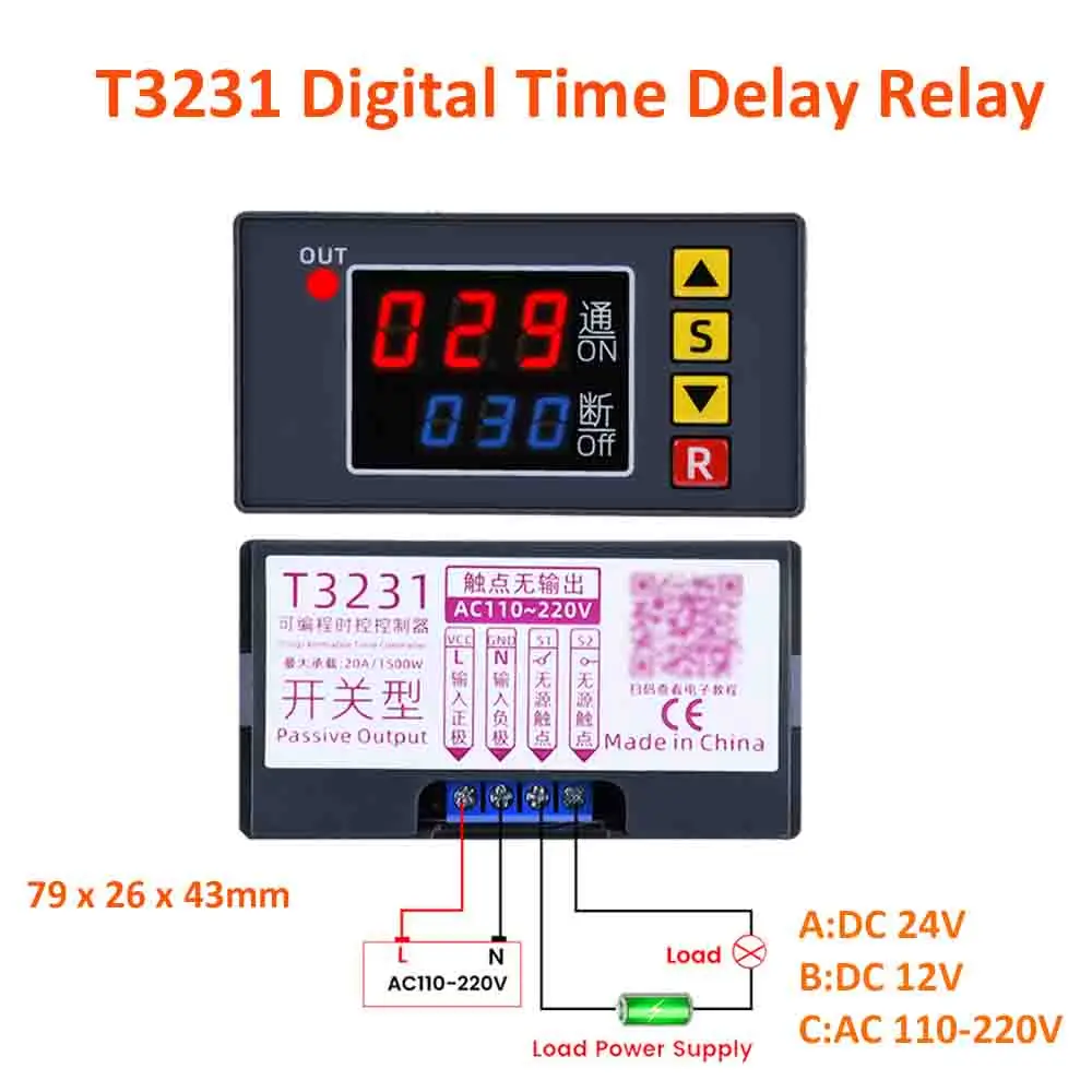 T3231-110V-220V-24V-Digital-Time-Delay-Relay-LED-Display-Cycle-Timer ...