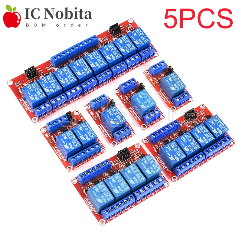 5PCS-Relay-Module-Board-Shield-with-Optocoupler-Support-High-and-Low ...