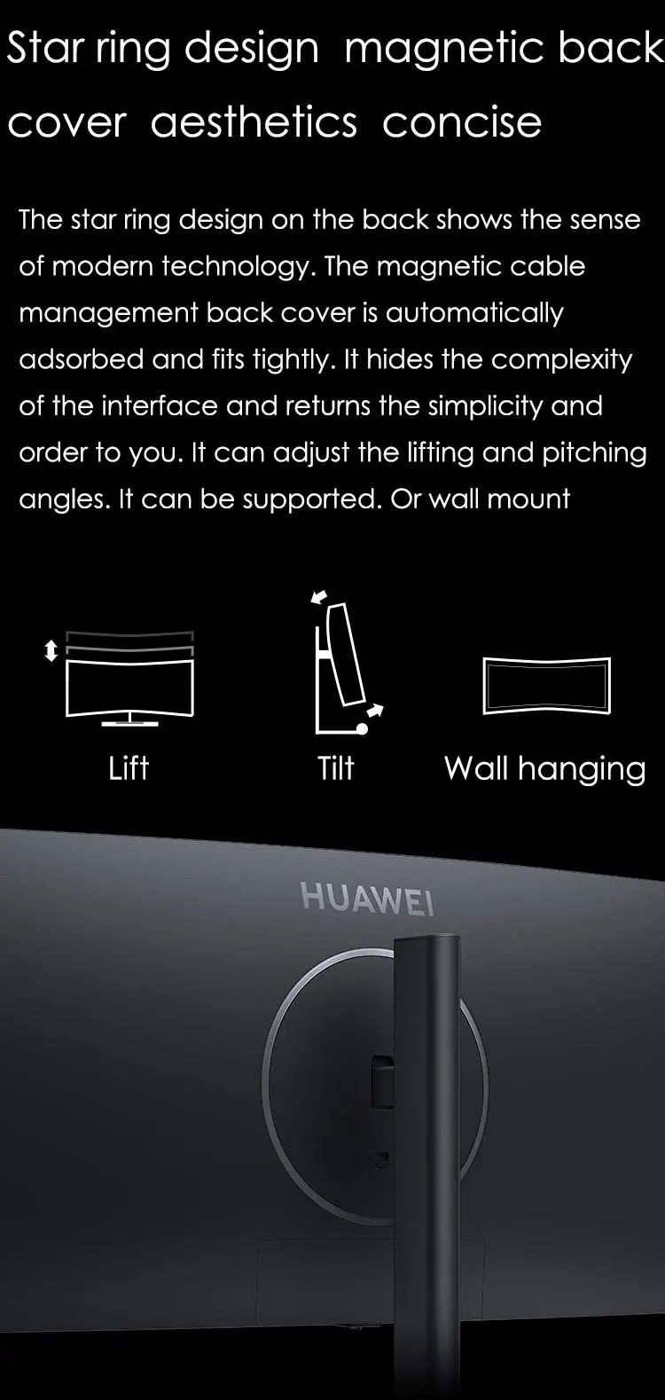 HUAWEI MateView GT Curved Monitor 34 Inch WQHD 3K 21:9 3440×1440 165Hz ...