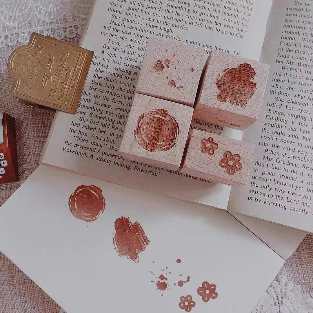 Vinage-Floral-Ink-Stains-Wooden-Rubber-Stamp-for-DIY-Scrapbooking-Photo ...