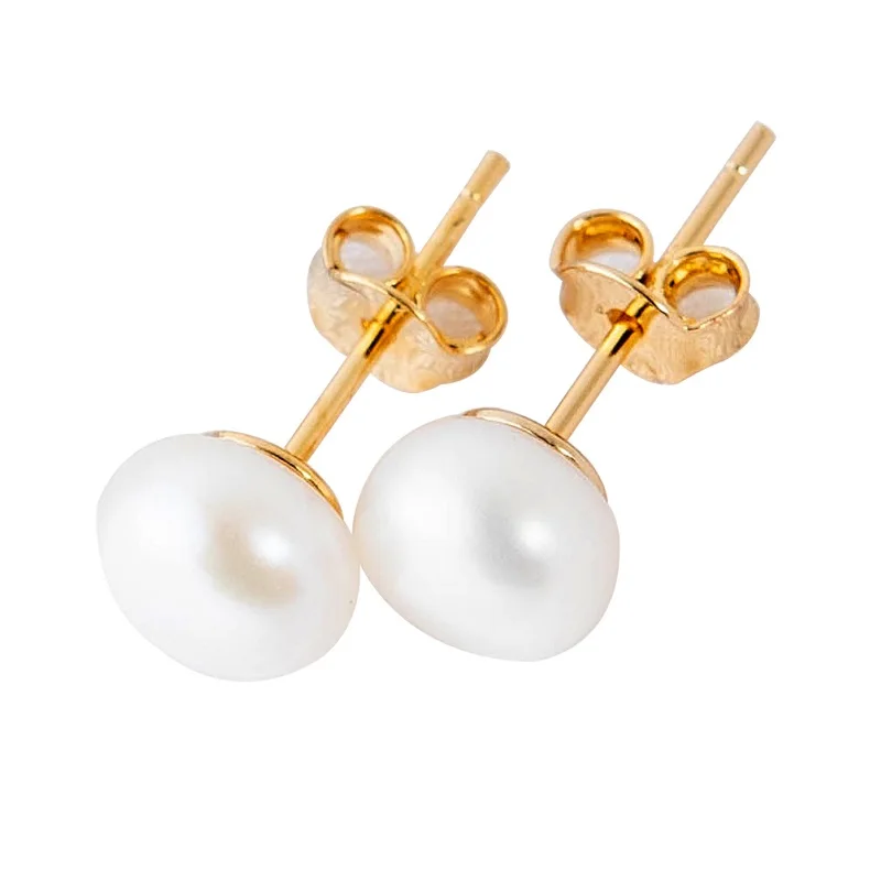 Real-925-Sterling-Silver-Earrings-Natural-Freshwater-Pearl-Stud-Errings ...