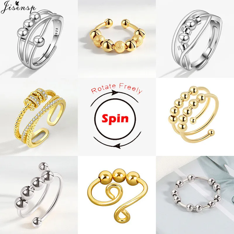 Simple-Metal-Beads-Fidget-Rotating-Rings-for-Women-Men-Rotate-Freely ...