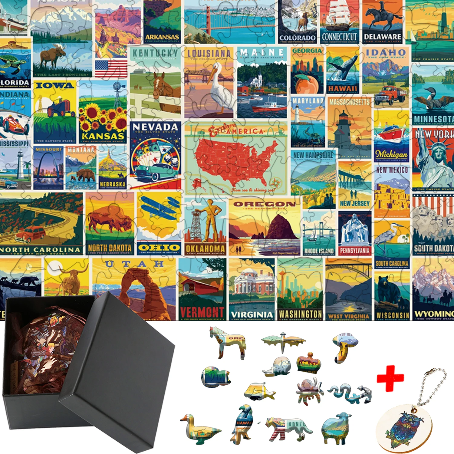 Keychain-Games-for-Children-Puzzle-Educational-Toys-Jigsaw-Wooden ...