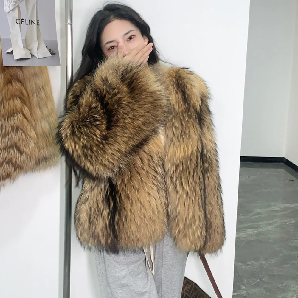 New-Winter-Women-Real-Fur-Coat-Natural-Raccoon-Fur-Jacket-Fashion ...