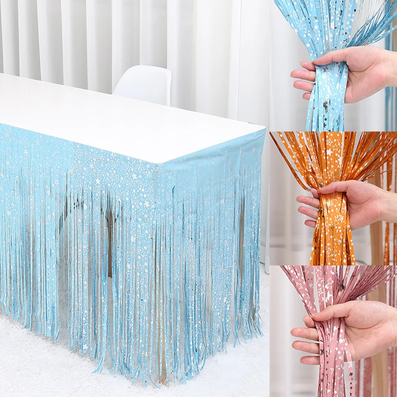 275X75cm-Metallic-Foil-Fringe-Table-Skirt-Tinsel-Rain-Curtain-Table ...