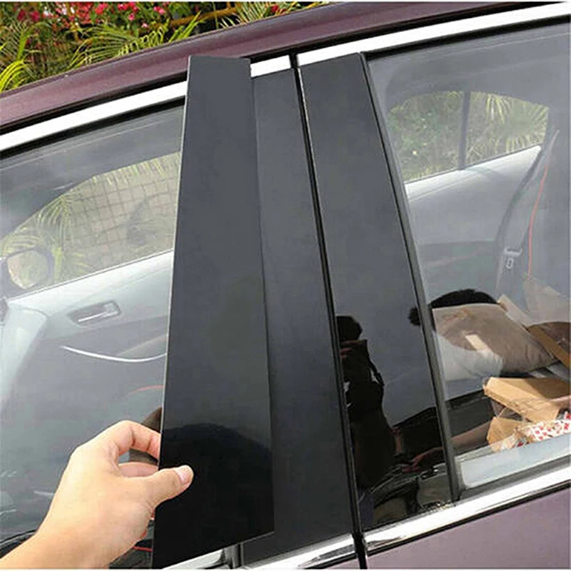 4Pcs Car Door Window Pillar Posts Trim Cover Sticker Glossy Black ...