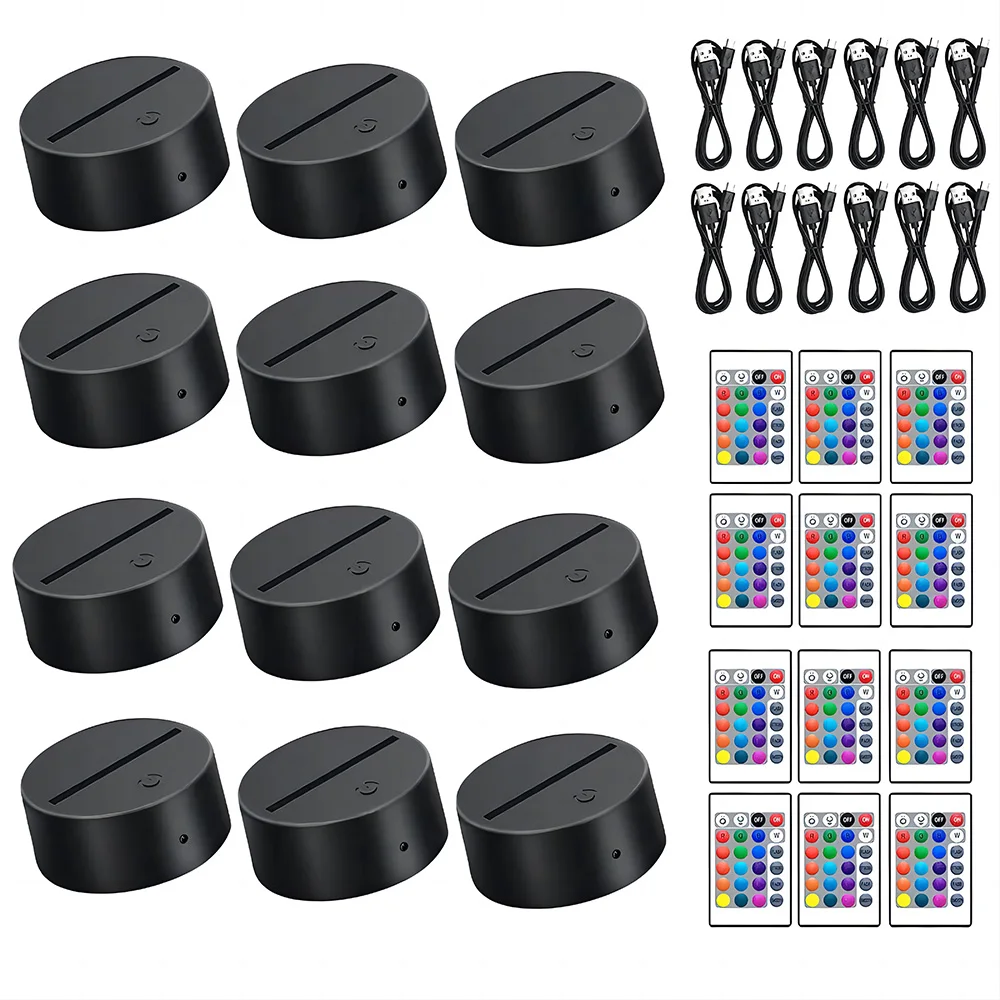 6-12-Pcs-3D-Lamp-Base-LED-Night-Light-DIY-Clear-Acrylic-Sheets-RGB ...
