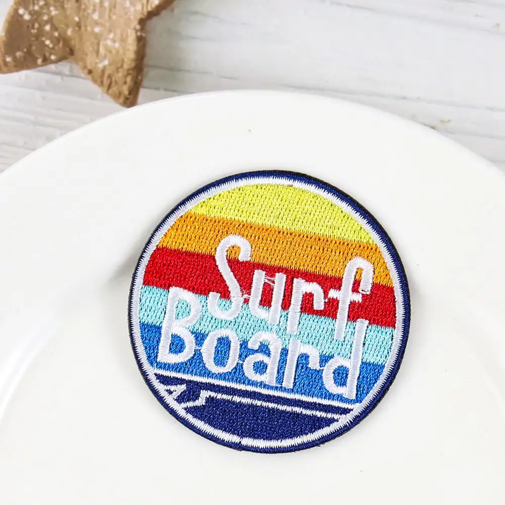 Cartoon Sea Wave Printed Surf Board High Quality Embroidered Patch Iron ...