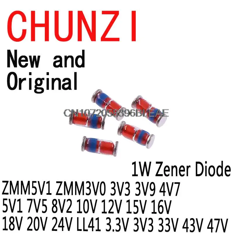 20PCS 1W Zener Diode New SMD Diode ZMM5V1 ZMM3V0 3V3 3V9 4V7 5V1 7V5 8V2 10V 12V 15V 16V 18V 20V ...