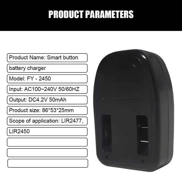 2-Slot Charger + LIR2477 3.6V 200mAh Rechargeable Button Battery ...
