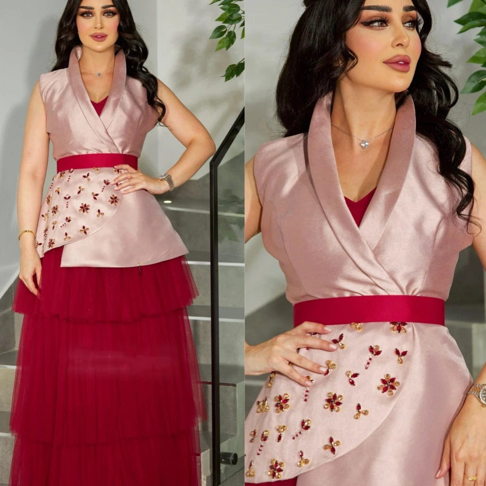 Prom-Dress-Saudi-Arabia-Tulle-Beading-Tiered-Evening-Ball-Gown-V-neck ...