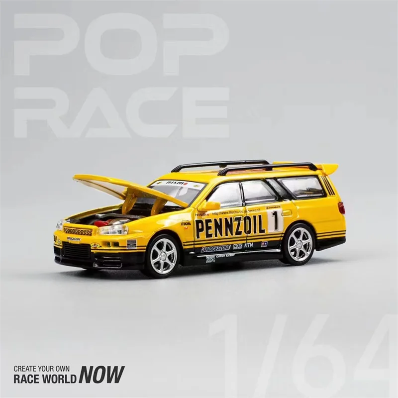 Pop Race 1:64 R34 STAGEA PENNZOIL Yellow Die-Cast Car Model Collection ...
