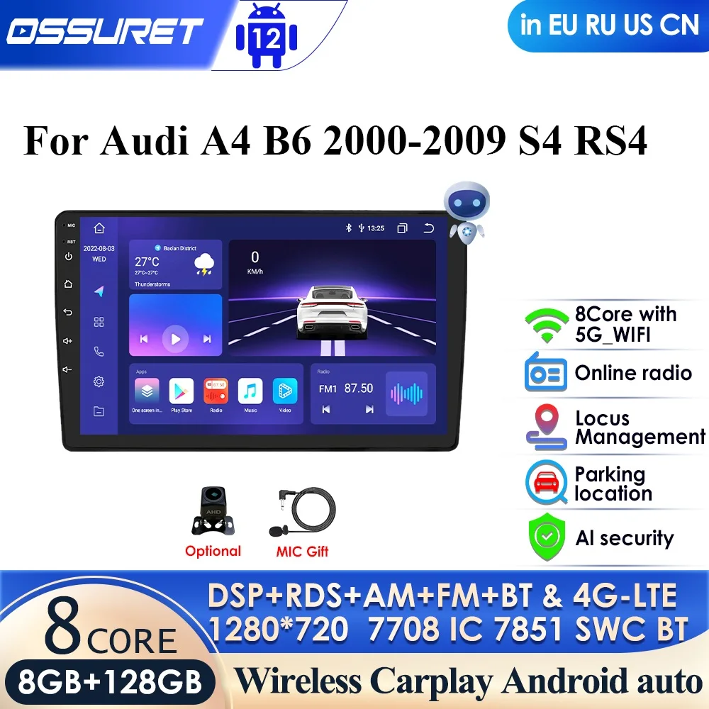 4g lte carplay 9 polegada android rádio do carro gps para audi a4 b9 b8 ...