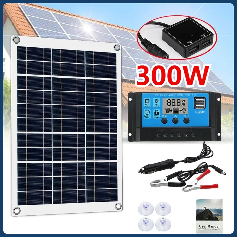 300W DC 12V Solarpanel Kit mit 100A Controller USB Solar Power ...