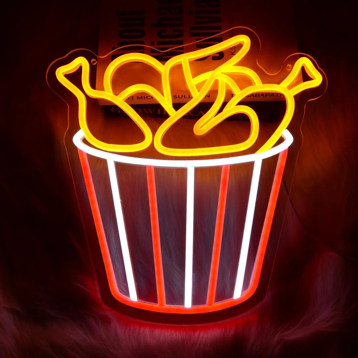 Fried-chicken-neon-signs-Chicken-buckets-LED-signs-food-models-light-up ...