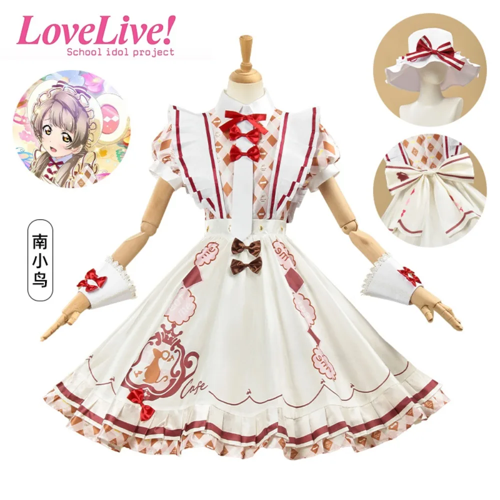 Minami Kotori Cosplay Costume Cute Maid Dance Dress with Hat Bow ...