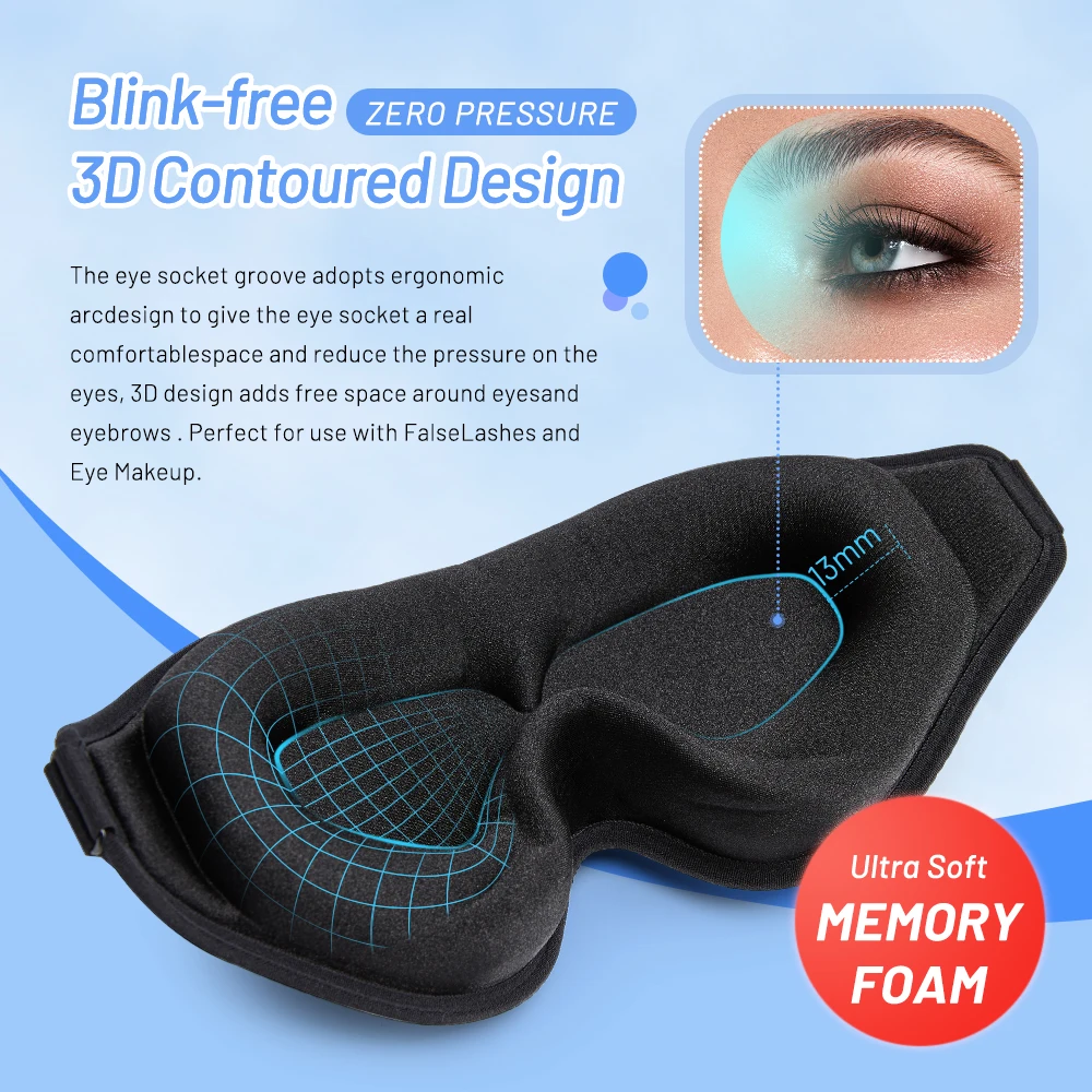 100-Blackout-3D-Sleep-Mask-Breathable-Eye-Patch-Memory-Foam-Eye-Shade ...