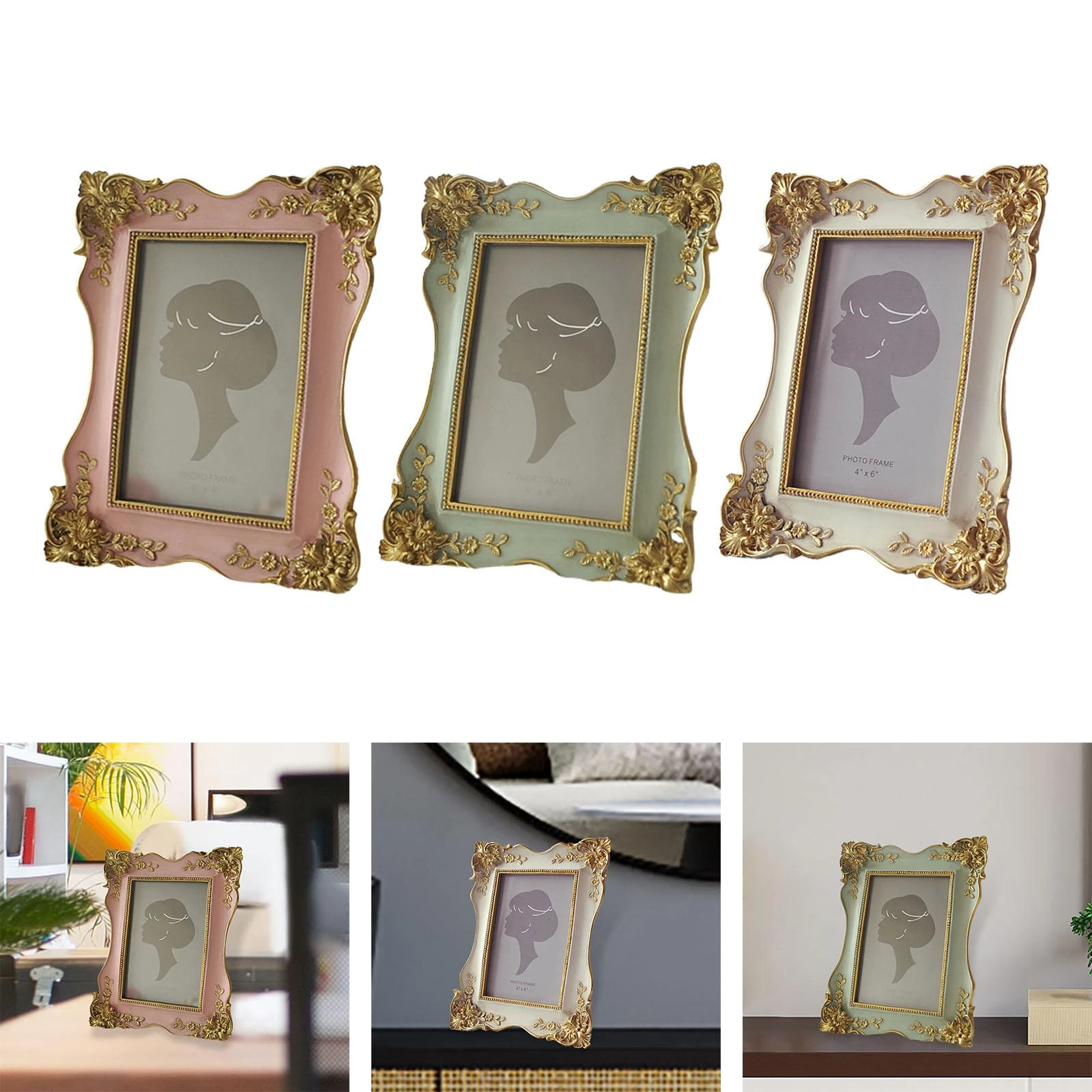 Resin Photo Display Frame 3.8x5.4inch Inner Frame Gift Table Ornament ...