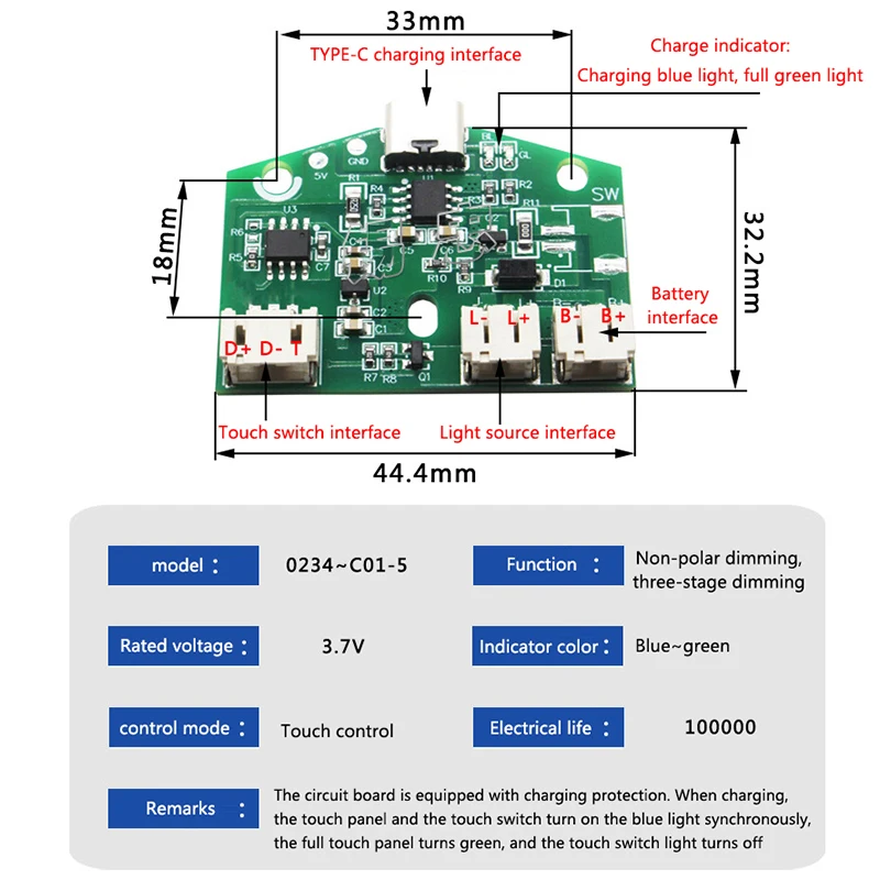 Placa-de-circuito-de-l-mpara-de-mesa-tipo-C-carga-USB-PCB-Bicolor ...