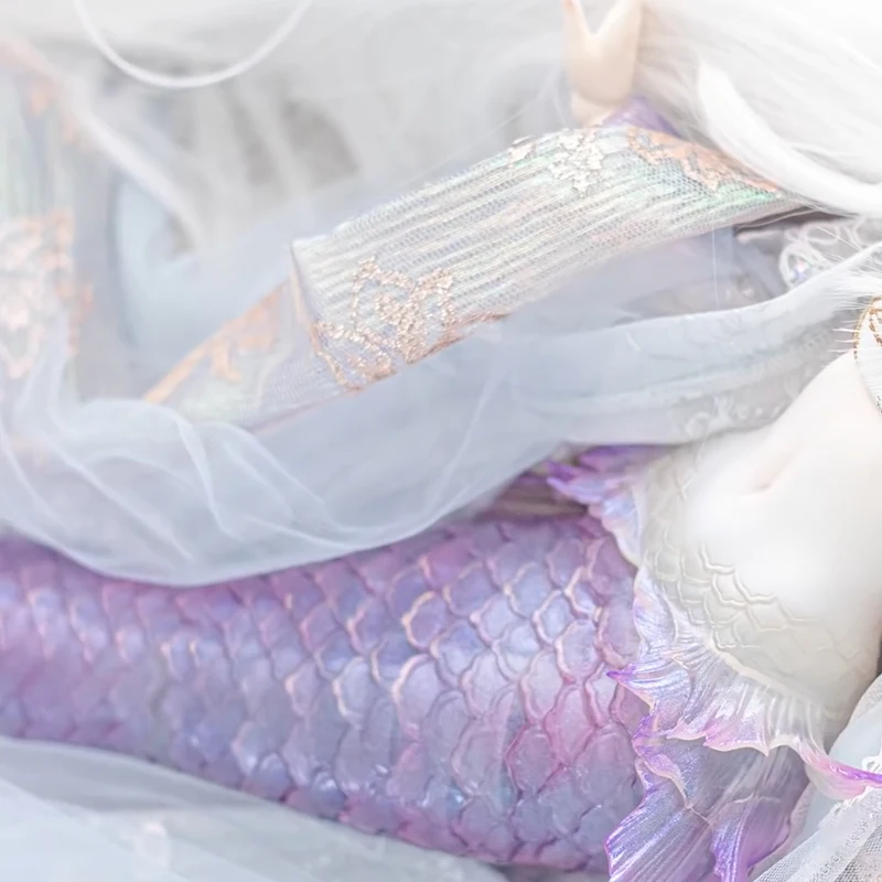 Pearls BJD Doll 1/3 Mermaid Beautiful Human Face Hybrid Purple Scales ...