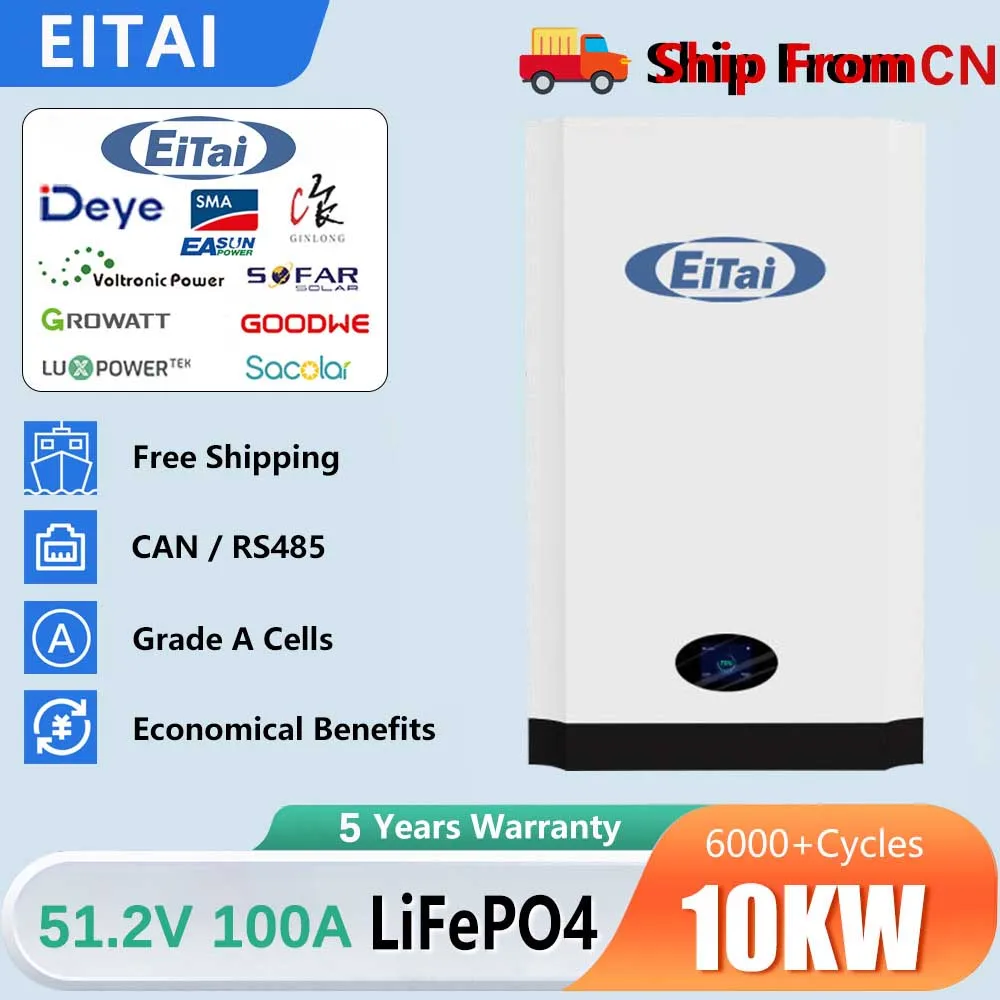 China-Factory-EITAI-Solar-Inverter-10-2KWH-51-2V-48V-200AH-100AH-280AH ...