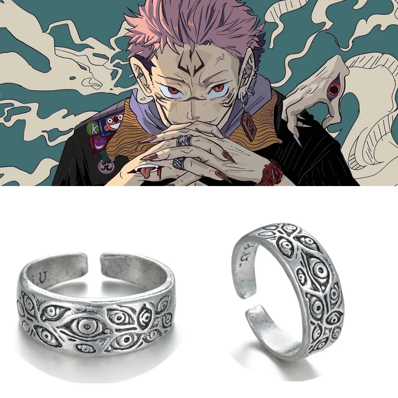 Jujutsu Kaisen Anime Adjustable Rings Ryomen Sukuna Black Eye Cosplay ...
