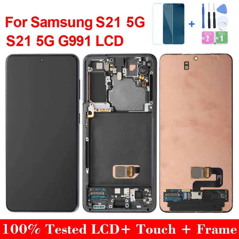 Pantalla Super AMOLED S21 de 6,2 pulgadas para Samsung Galaxy S21, G991, G990F/DS, reemplazo de ...