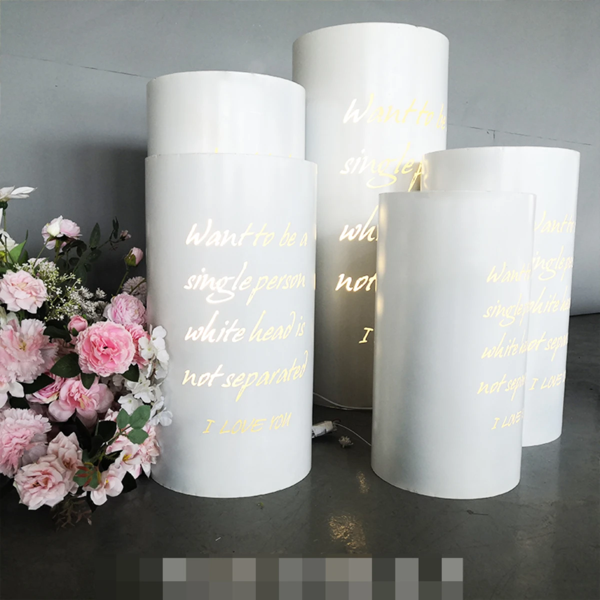 Popular Custom Led Logo Cylinder White Gold Round Plinth Pedestal Size ...