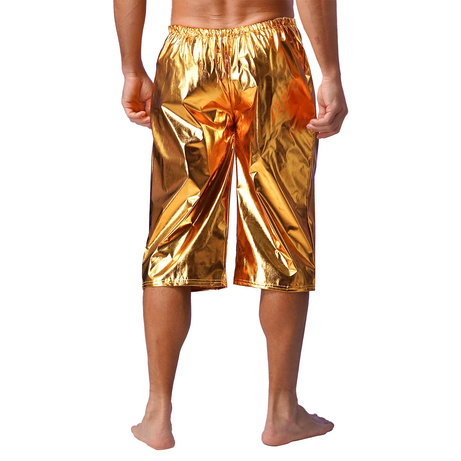 Mens Party Dancer Singer Costume Metallic Shiny Disco Dance Loose Short ...