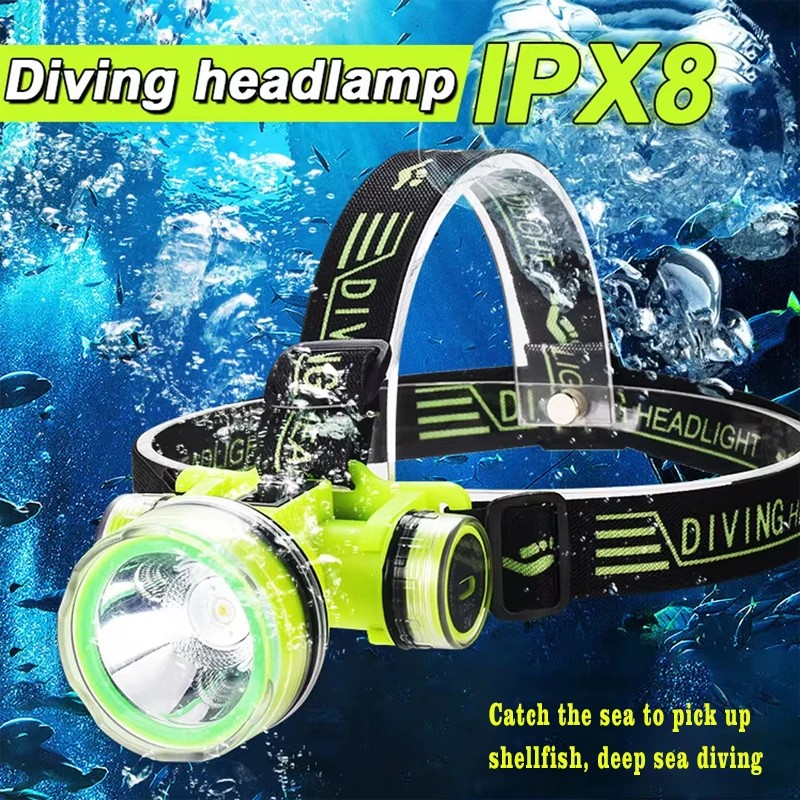 IPX8-Waterproof-LED-Diving-Headlamp-Rechargeable-with-Built-in-Battery ...