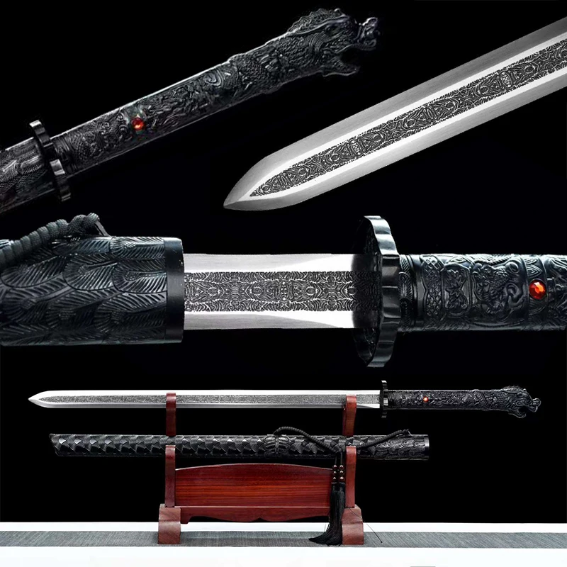 Dragon-Sword-Manganese-Steel-Blade-W-engraving-Wood-Scarbon-Iron-Guard ...