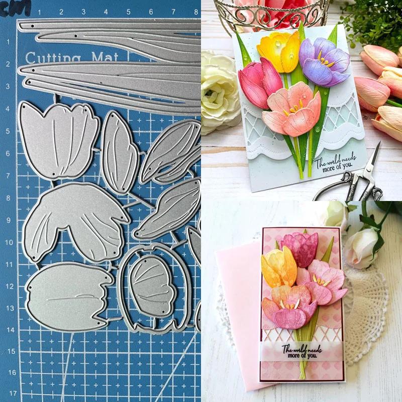Lucky Goddess Metal Cutting Dies Tulip Set Diy Scrapbooking Photo Album ...