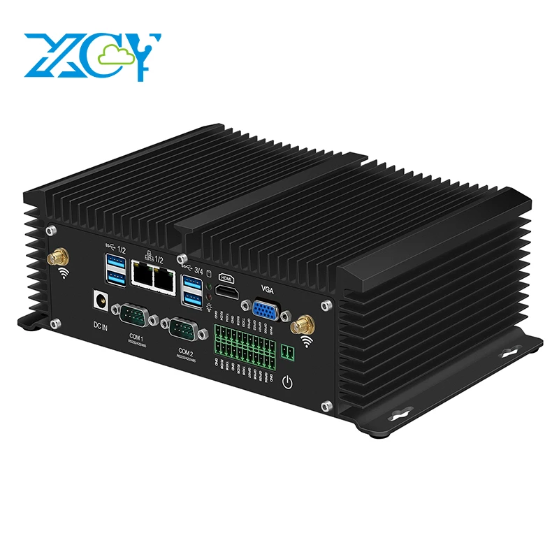 XCY Fanless Industrial Mini PC i7 8550U i5 8250U 6x RS232 RS485 2x LAN ...