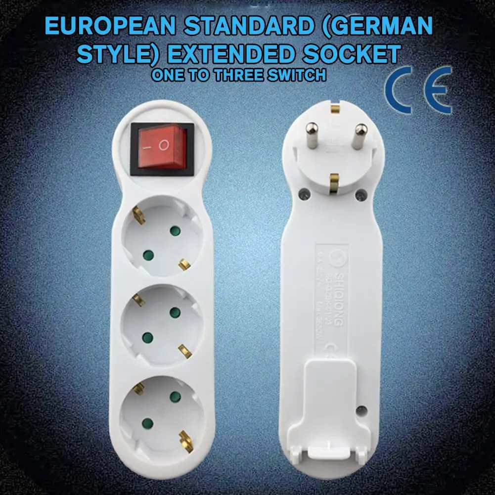 250V-16A-European-Type-Conversion-Plug-1-to-3-Way-EU-Standard-Power ...
