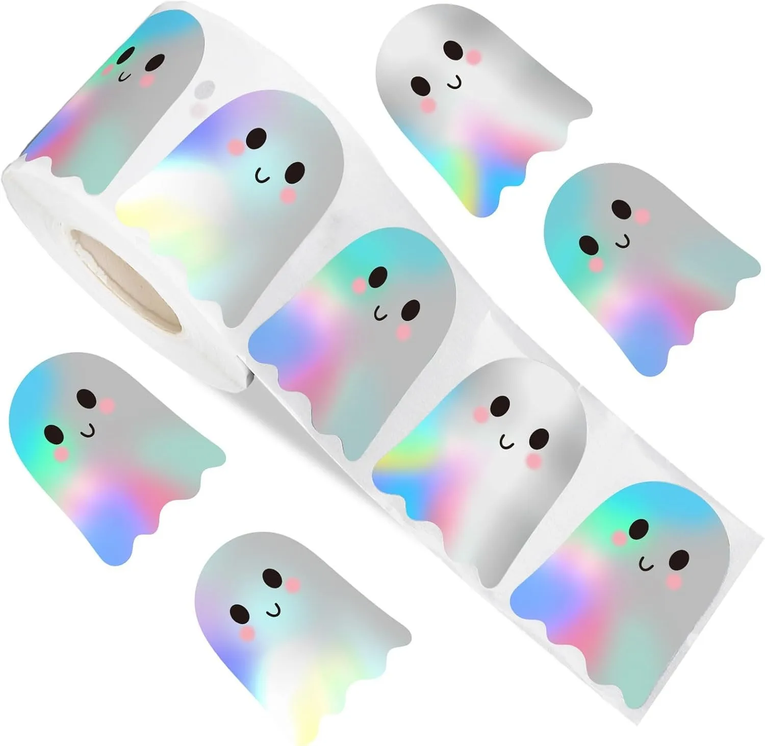 500pcs Halloween Ghost Stickers Roll Ghost Laser Stickers Decorative ...