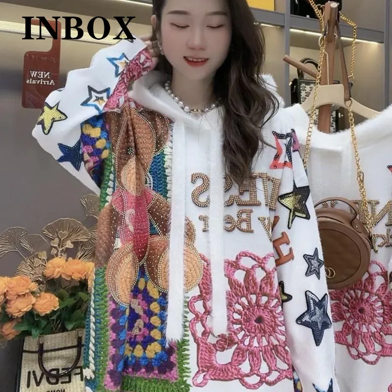 INBOX suéter holgado con capucha para mujer, suéter femenino con ...