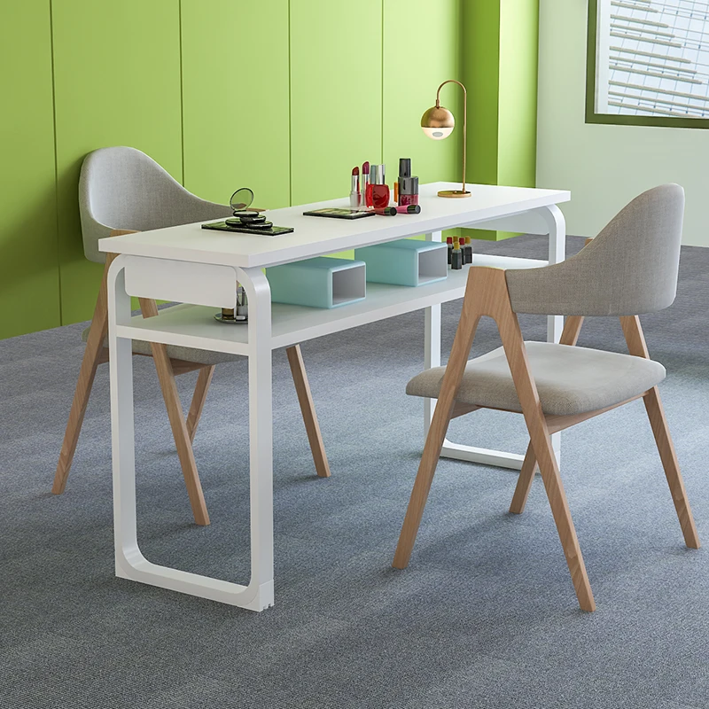 Wood-Beauty-Salon-Nail-Tables-Professional-Manicure-Makeup-White-Modern ...